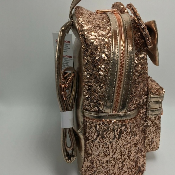 Disney Loungefly | Bags | Minnie Mouse Rose Gold Sequined Backpack ...